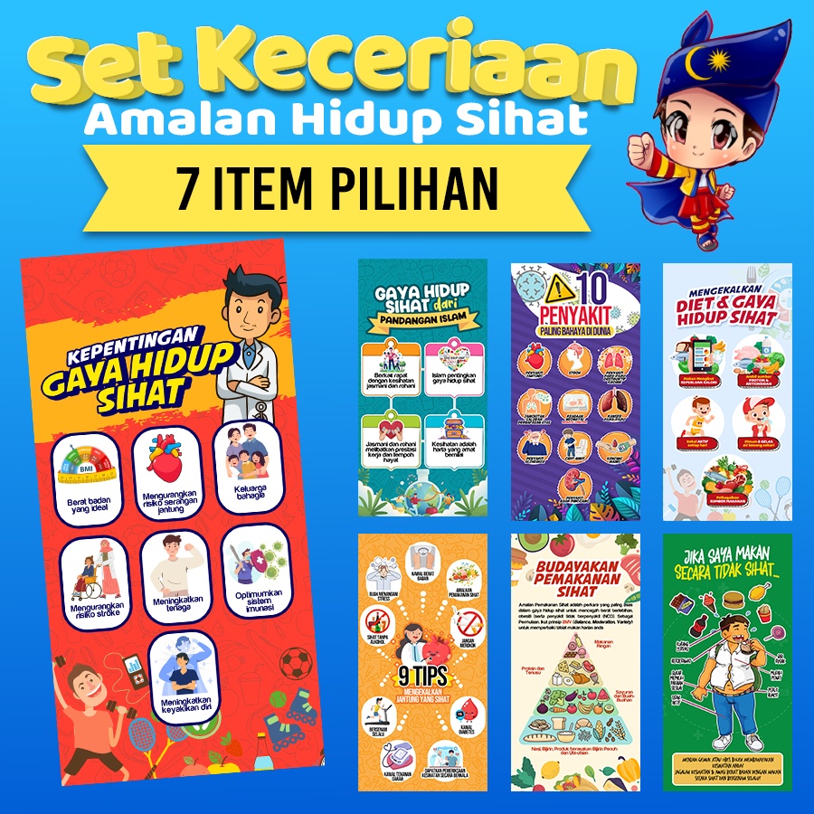 Set Poster Keceriaan Sekolah - Info Amalan Hidup Sihat yang Menarik ...
