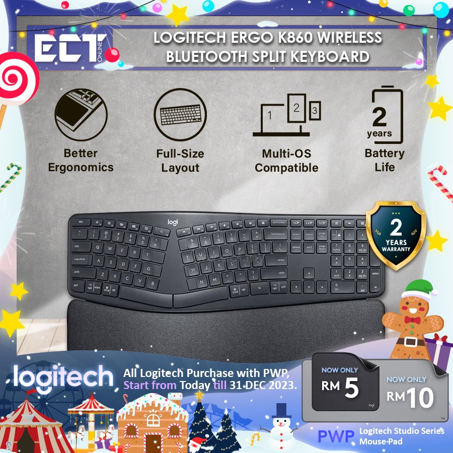 Logitech Ergo K860 Wireless Bluetooth Split Keyboard for Business - 920 ...