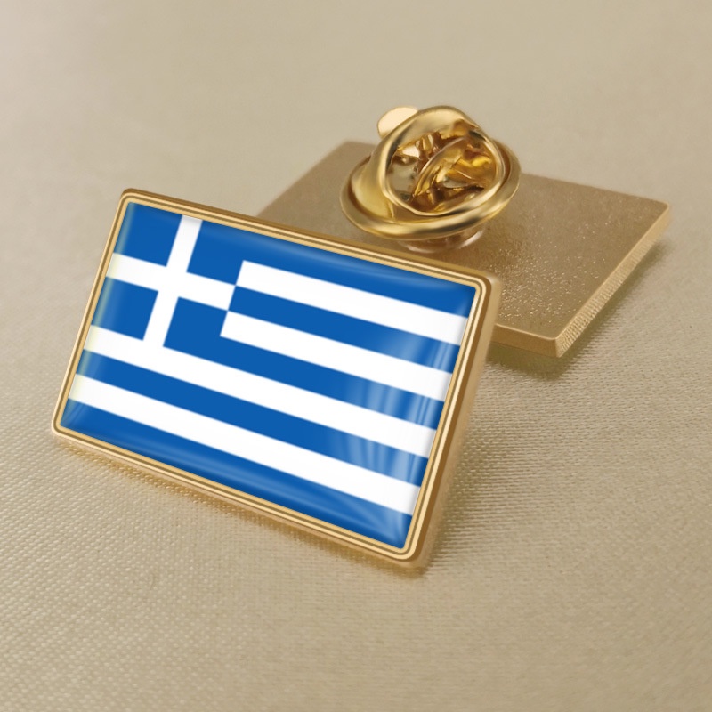 Greek national flag crystal dropper badge brooch, flags of various ...