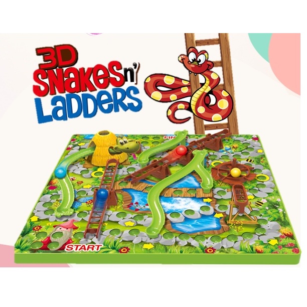 3D Snakes Ladder Family Table for Kids Board Game Permainan Kanak Kanak ...