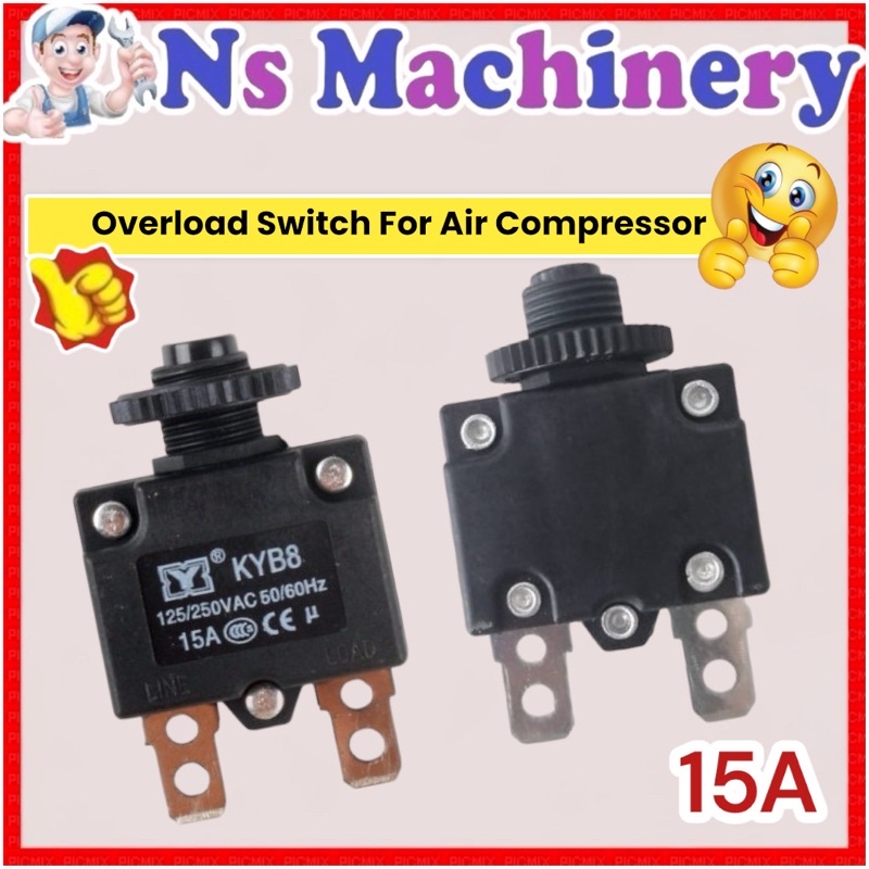 Overload Switch Air Compressor 15amp 20amp Thermal switch circuit ...