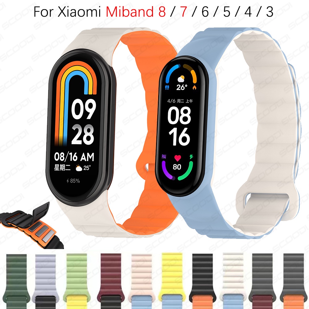 Magnetic Silicone Watchband For Xiaomi Mi band 10 9 8 Strap Replacement ...