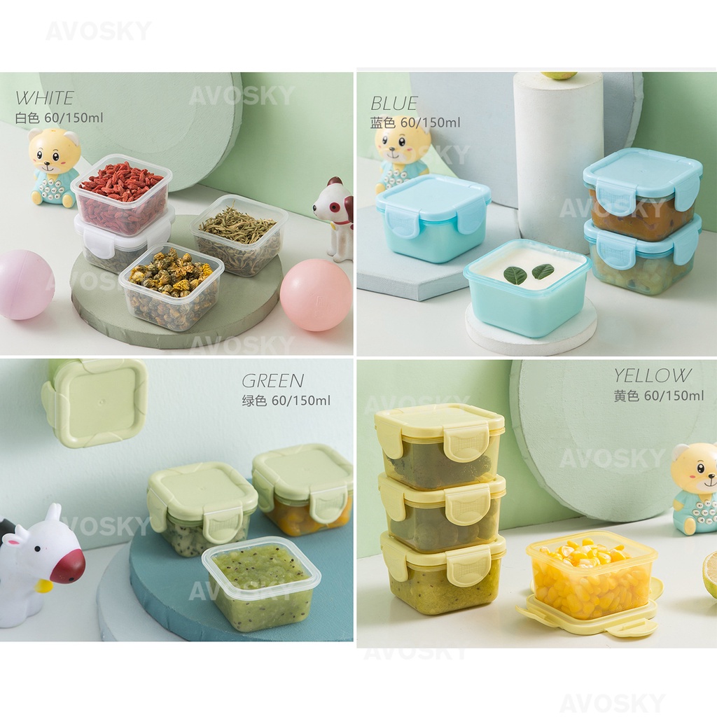 AVOSKY 60ML 150ML Baby Food Box Snack Milk Powder Storage Cups ...