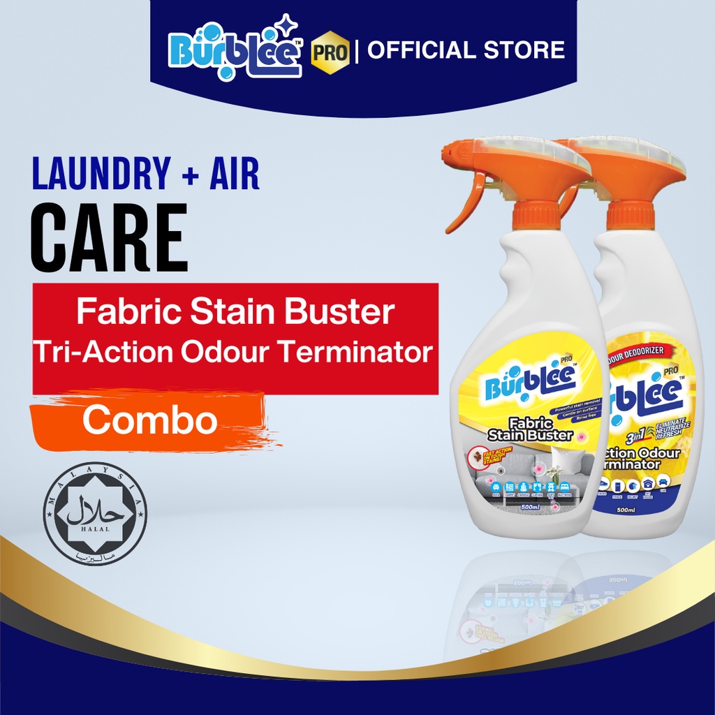Burblee PRO Fabric Stain Buster & Burblee PRO Tri-Action Odour ...