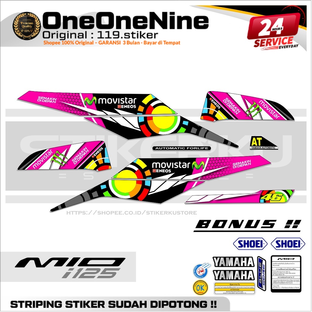 Mio i 125 STOCK DECALS / STRIPING MIO M3 /Z / 125/ STICKERS / STICKER ...