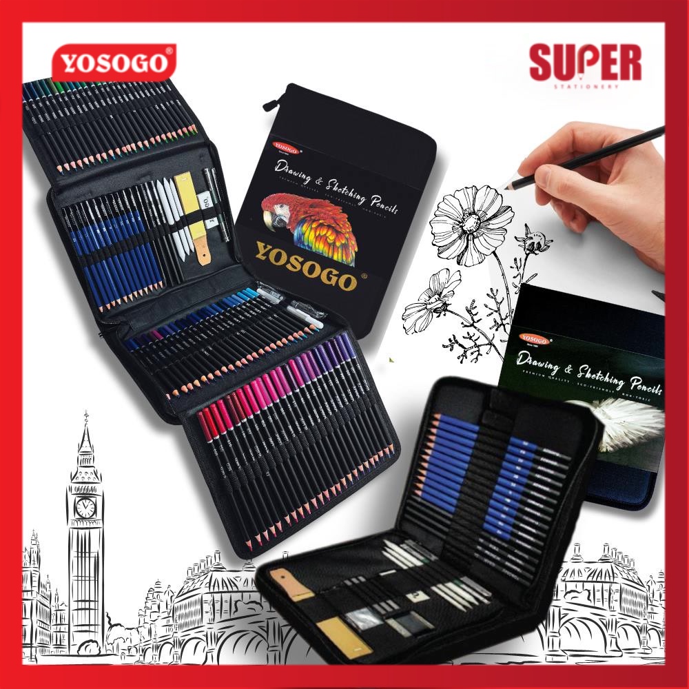 [super stationery] YOSOGO 33/49/75/149 Pcs Drawing Pencils Set ...