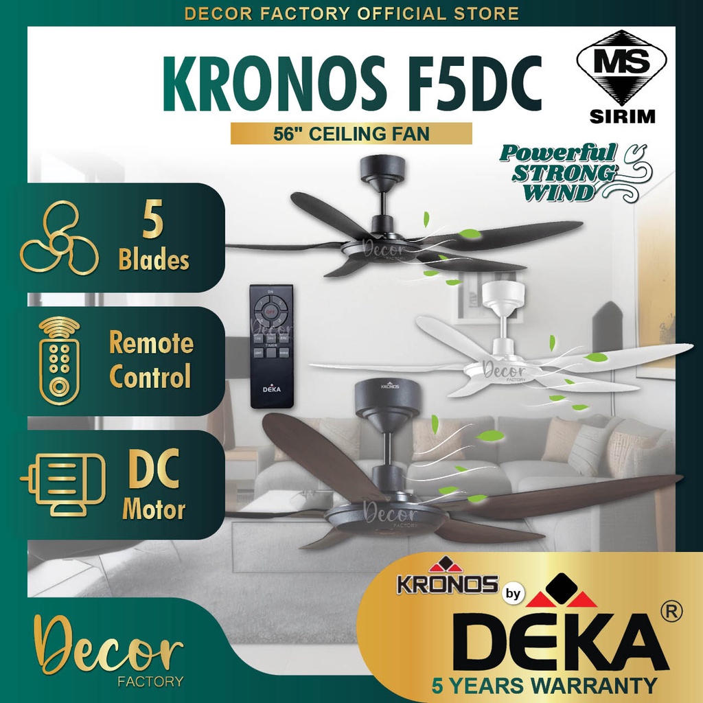 🔥NEW🔥 DEKA Ceiling Fan DEKA KRONOS F5DC 56" 5 Blades 7 Speed Forward ...