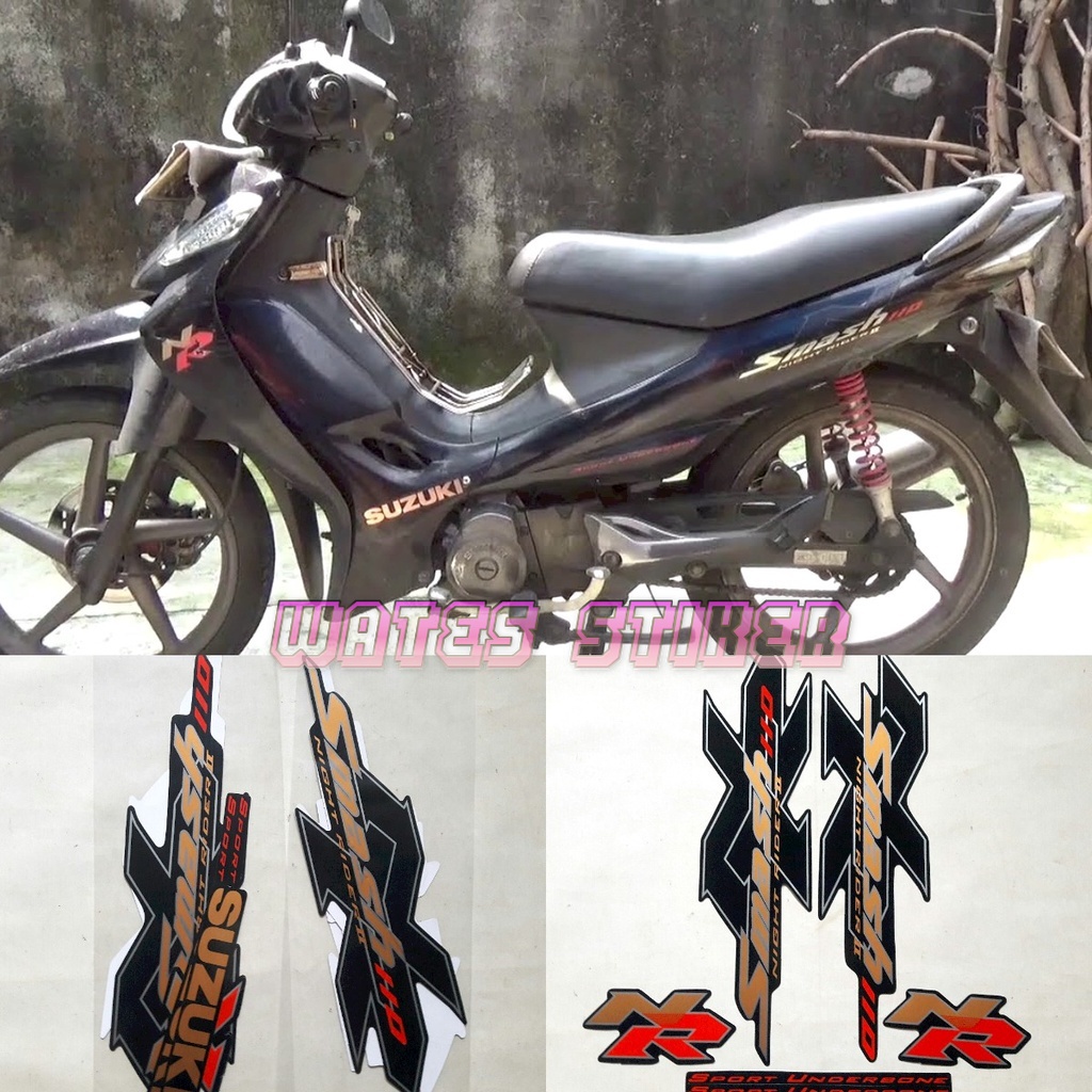 HITAM Striping Decal Pole Sticker suzuki smash 110 nr 2 2009 full Black ...