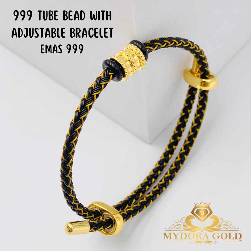MYDORA 999 Gold Tube Bead With Adjustable Bracelet | EMAS 999 | Shopee ...