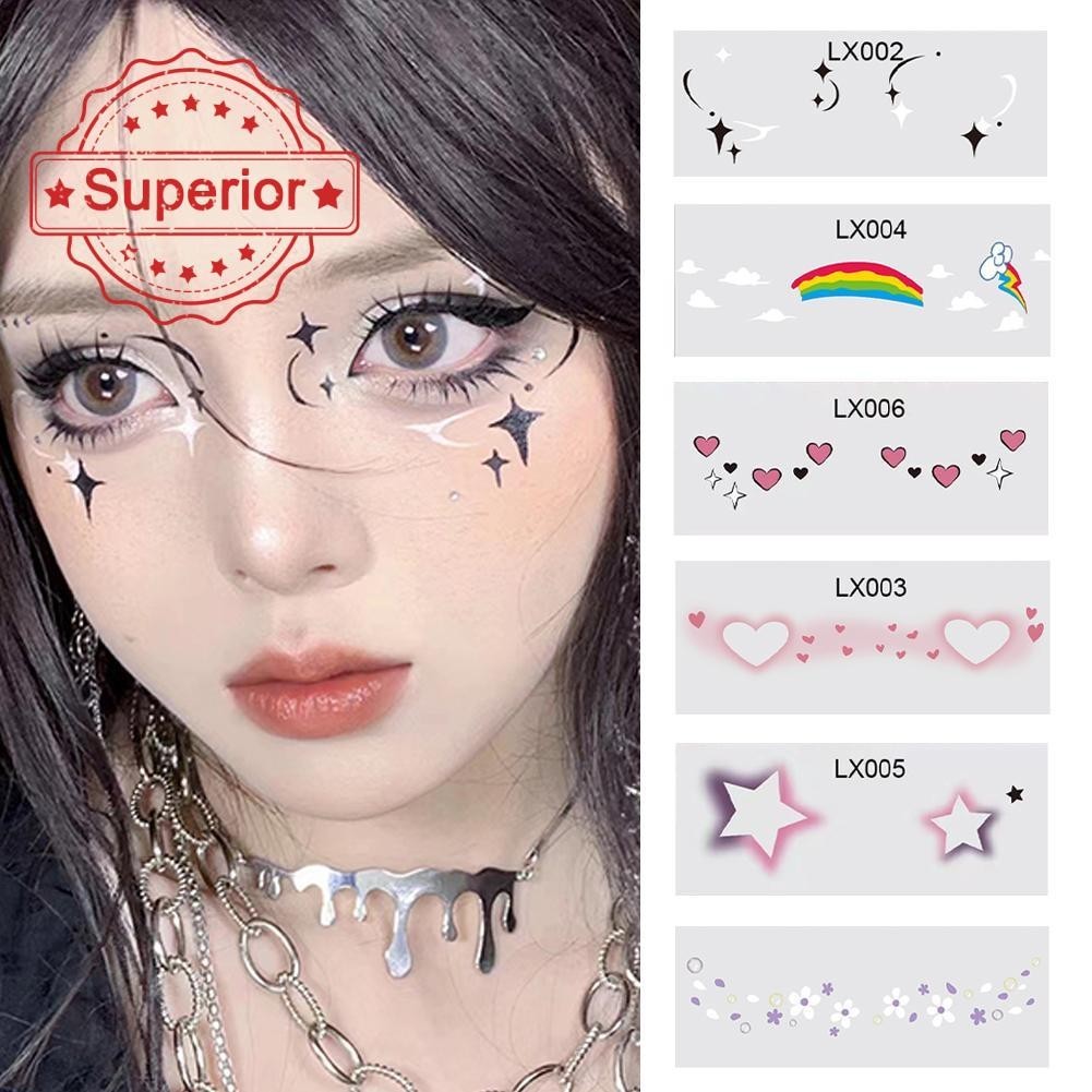 Cute Sweetheart Girl Makeup Face Stickers Stars Love Eyes Support ...