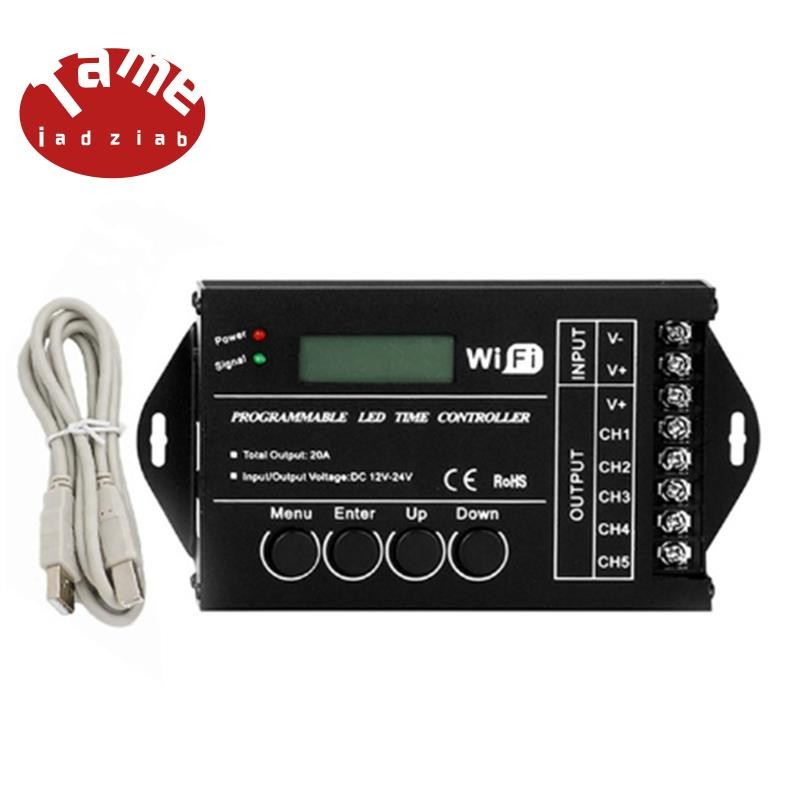 DC 12V 24V WiFi RGB Time Programmable LED Controller TC421 5 Channels 20A Common Anode ...