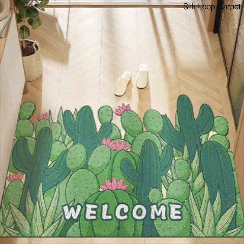 Green Grass Silk Loop Carpet Cartoon Pvc Can be Cut Entrance Door Anti ...