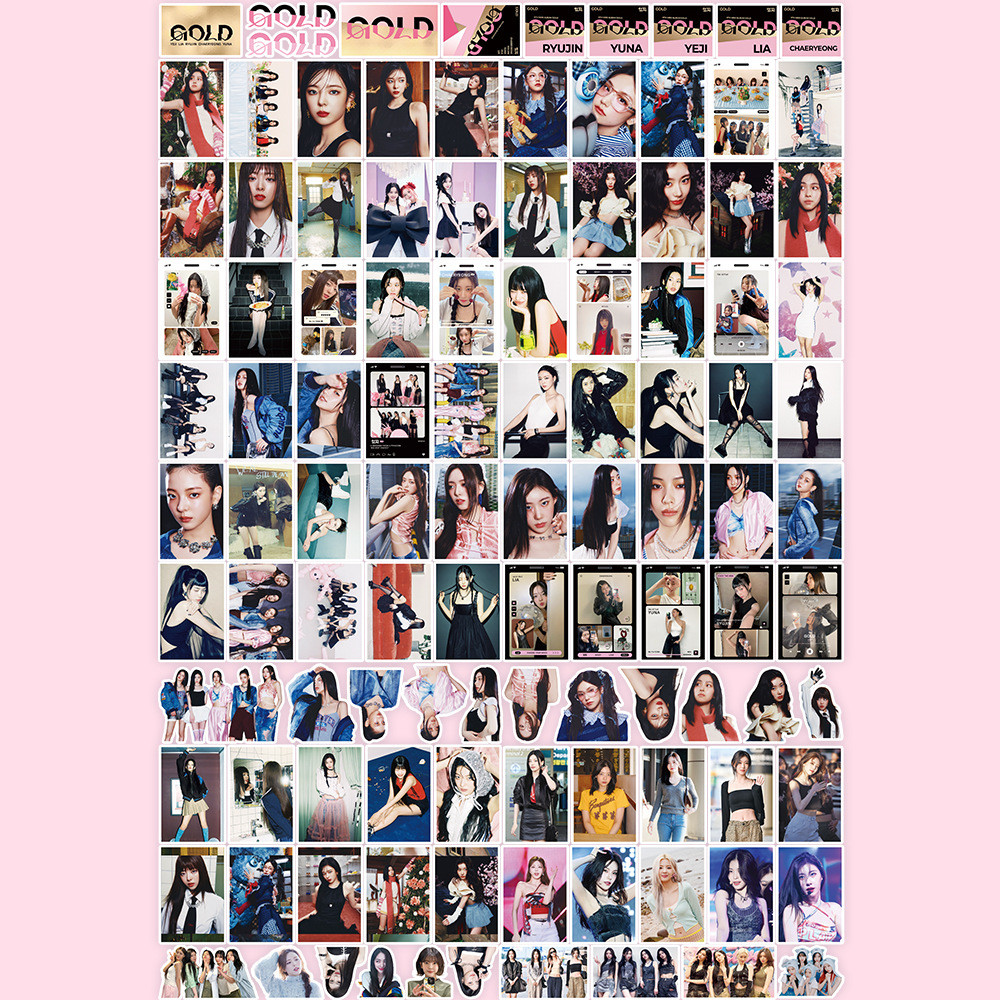 96-101Pcs ITZY Gold Algorhythm Photo Sticker Album BORN TO BE RINGO ...