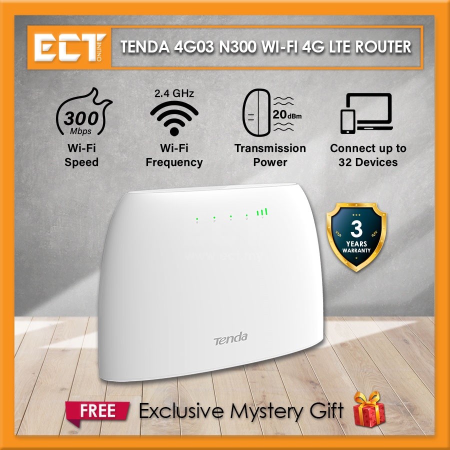 Tenda 4G03 N300 WiFi 4G LTE Router (2.4GHz 300Mbps - 4G 150Mbps ...