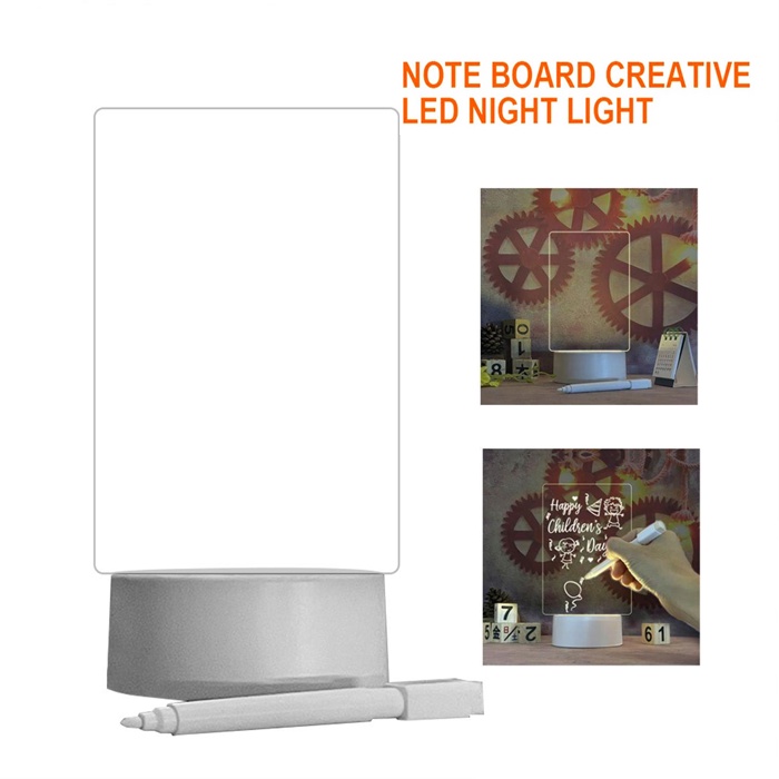USB 3D Note Board Lamp with Erasable Pen Led Night Light Desktop ...