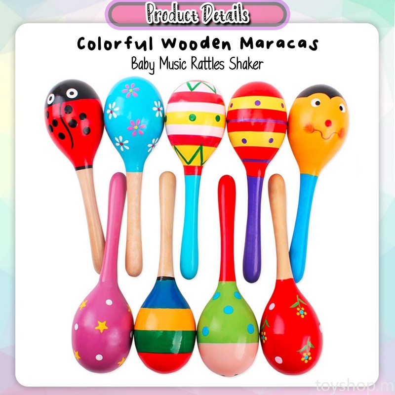 【new】Colorful Wooden Sand Hammer Small Rattle Shaker Musical Maracas ...