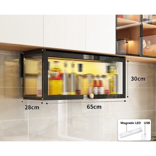 (Ambient Light) Luxury Transparent Kitchen Cabinets Modern Rack Kitchen ...