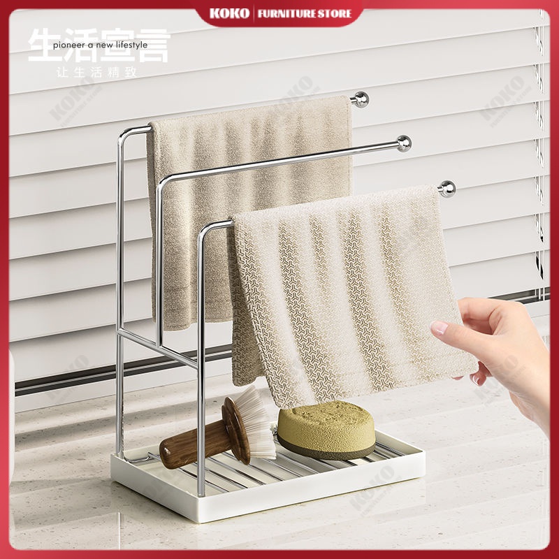 Rag Drainer RackStainless steel sink shelfNo-hole countertop wall ...