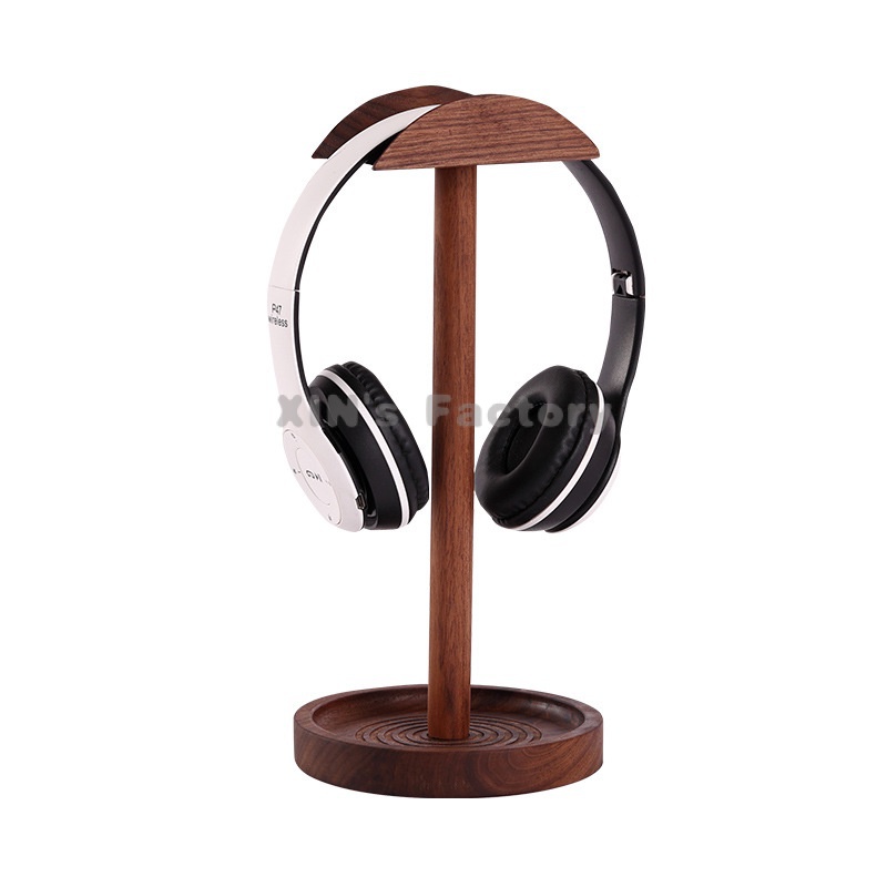 Earphone Stand Black Walnut Earphone Stand Head-Mounted Wooden Earphone ...