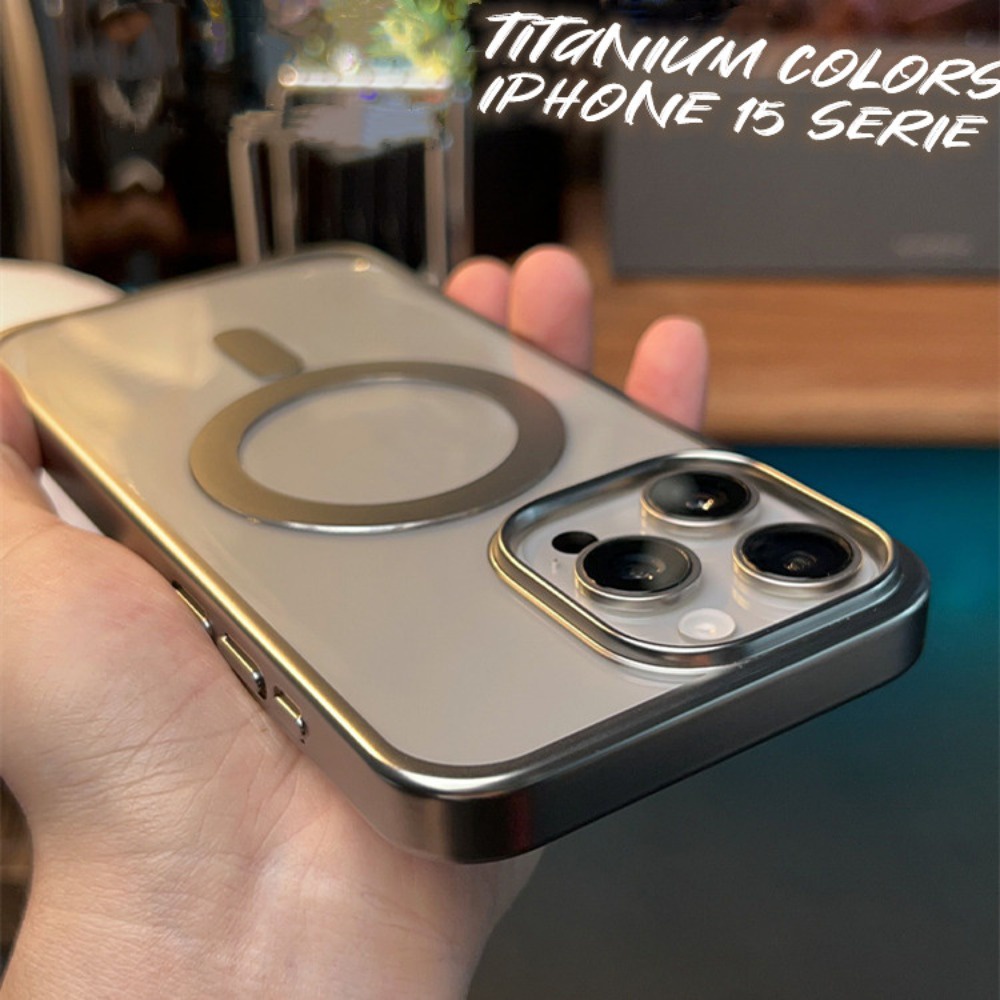 Natural Titanium Color Magnetic Phone Case for 15 Pro Max 15 Plus ...