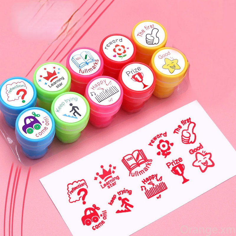 【Hot】10pcs Set Fun Stamp for Student Reward and Encouragement Gift Kid ...