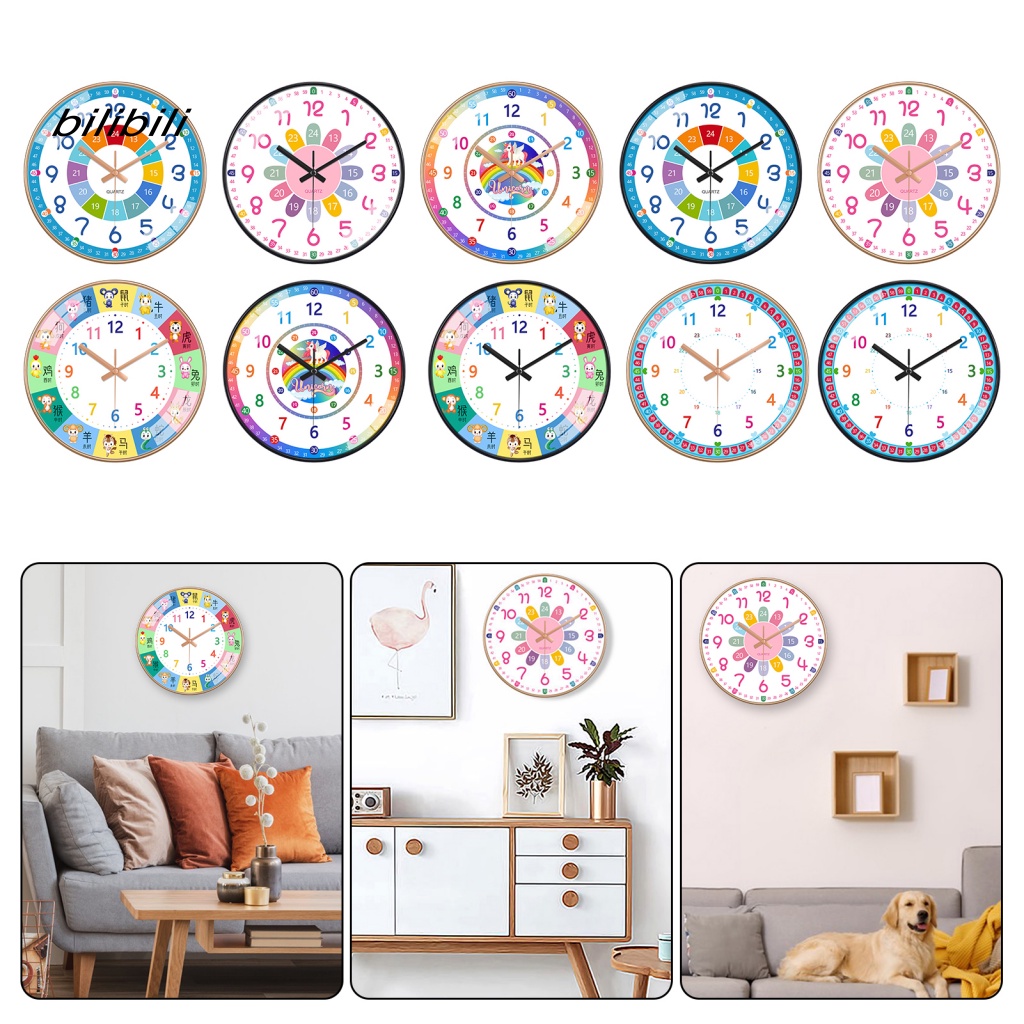BIL Classroom Wall Clock Quiet Wall Clock Fun and Educational Silent ...