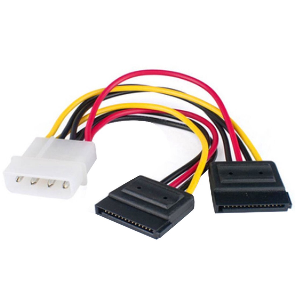 JMT 15Pin SATA Male To Dual 15 Pin Female/Large 4P to 2x SATA Power ...