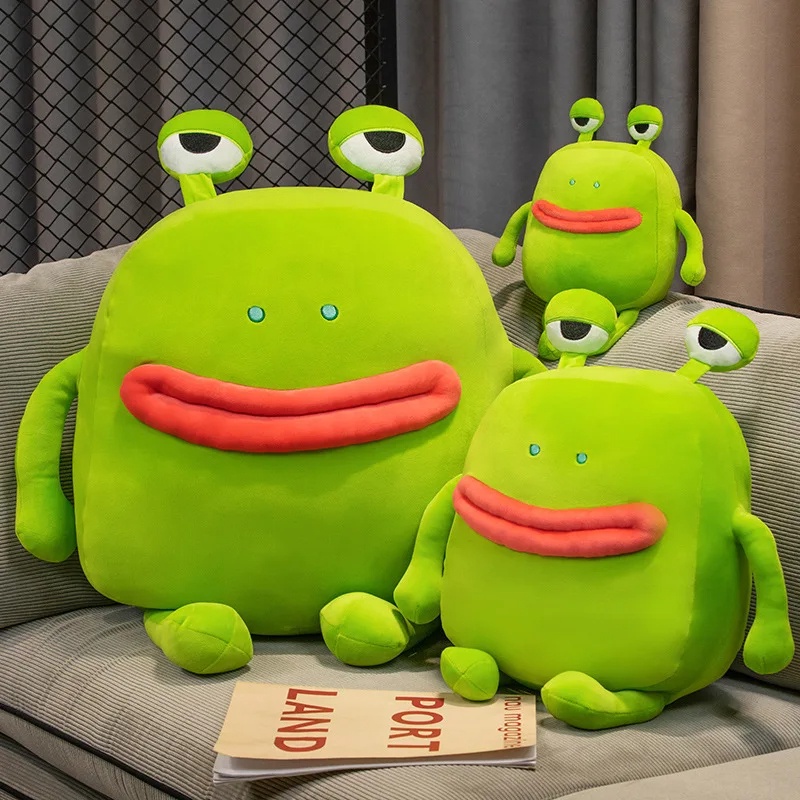 Funny Creative Big Mouth Green Frog Plush Toy Soft Stuffed Animal Ugly ...