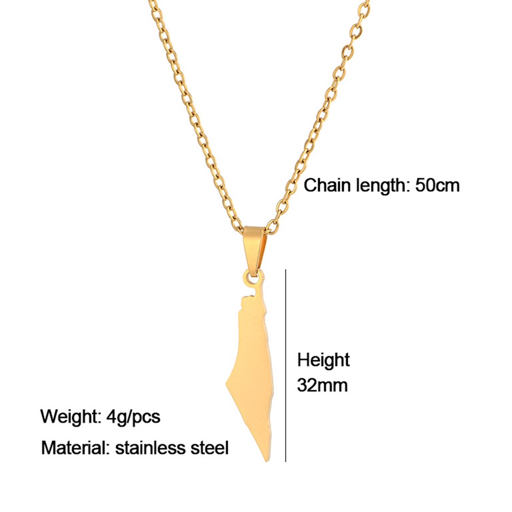 Palestine Flag Map Necklace Palestinian Pendant Stainless-steel with 50cm Chain [ruxing.my ...