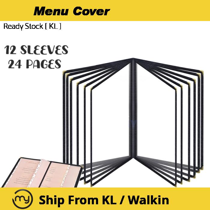 A4 Restaurant Transparent Menu Cover 12 Sleeve 24 Pages Pocket Sheet ...