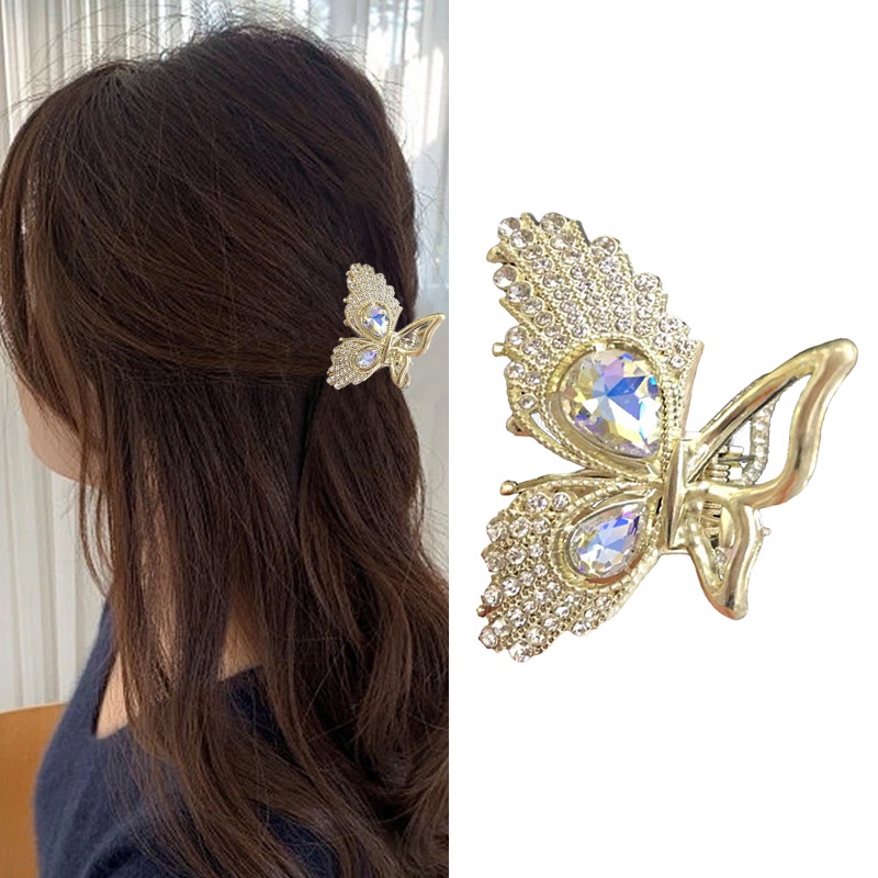 Butterfly Full Diamond Crystal Fashion Niche Simple Half Grab Elegant ...