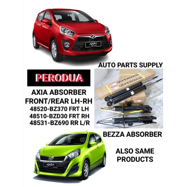 Perodua Bezza Axia Front & Rear Absorber (2014-2018) Genuine Parts ...