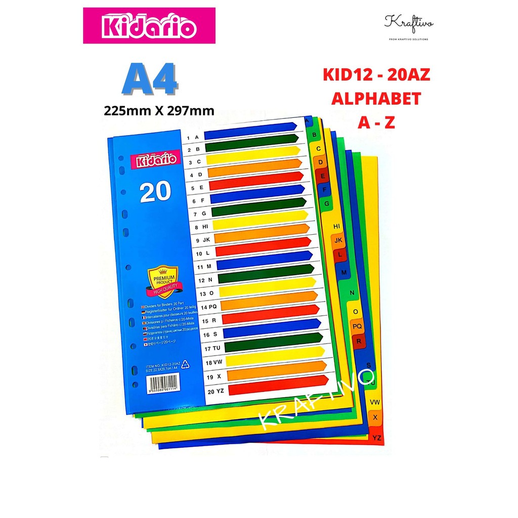 A4 KIDARIO 11 HOLES PP PLASTIC INDEX DIVIDER SUITABLE FOR RING FILE ...