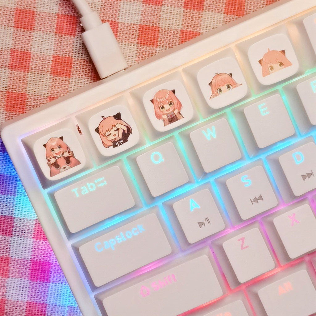 5pcs XDA Keycap Ania Keycap Cartoon Anime Girl PBT Unique Handmade ...