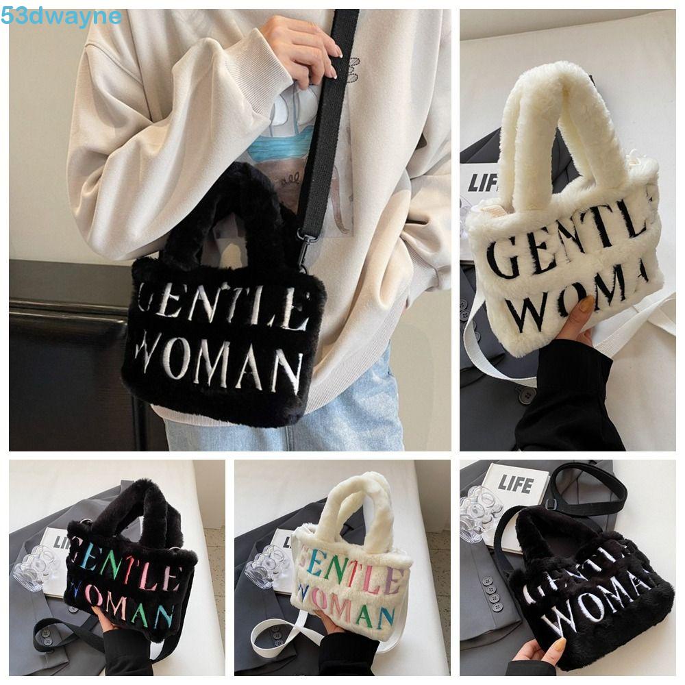 DWAYNE Plush Letter Tote Bag, Print Thai Gentlewoman Canvas Bag ...