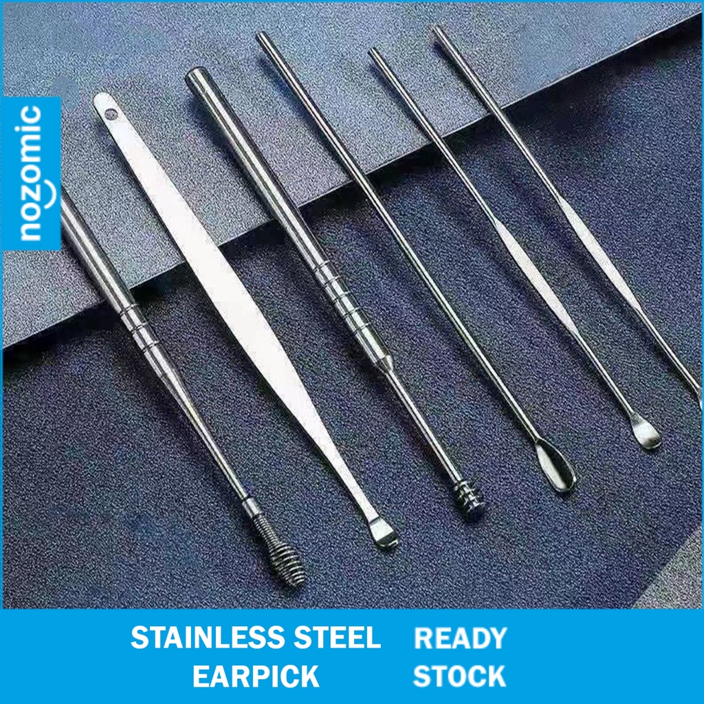 Stainless Steel Earpick Ear Wax Remover Pick Spring Cleaner Cleaning ...