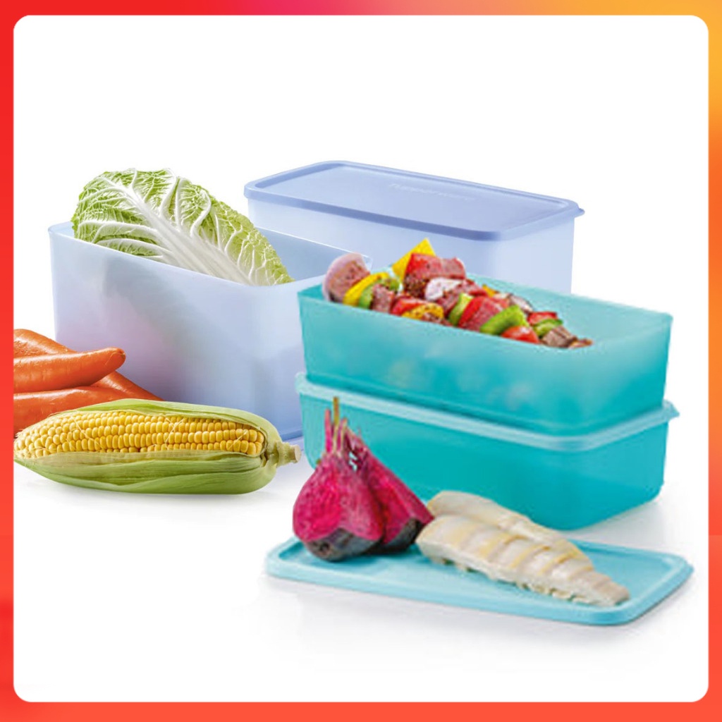 Tupperware Double So Fresh Rectangular 3.1L 1.4L Light Blue Turquoise ...