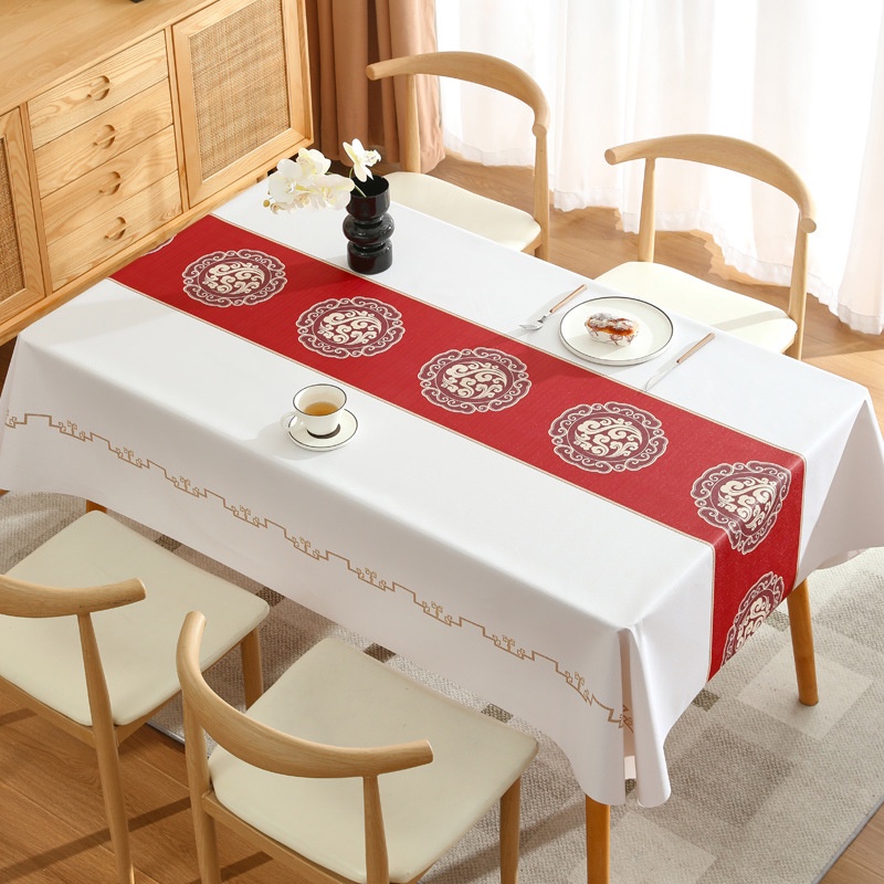 PVC Waterproof Oilproof Table Cloth Tablecloth with Imitation Table ...
