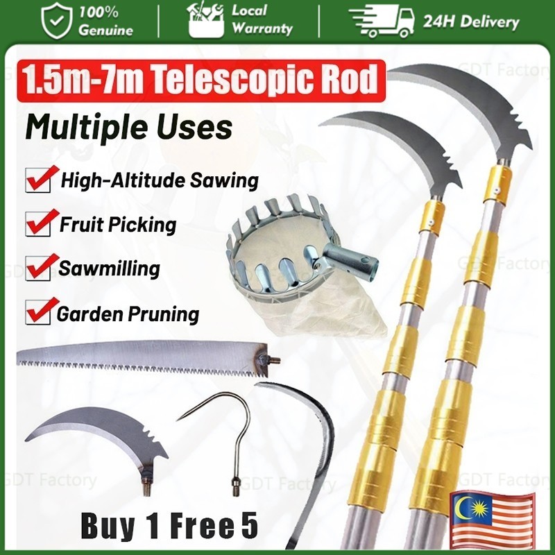 1.5-7Meter Telescopic High Pruning Branch Shears Saw Gergaji Pokok ...