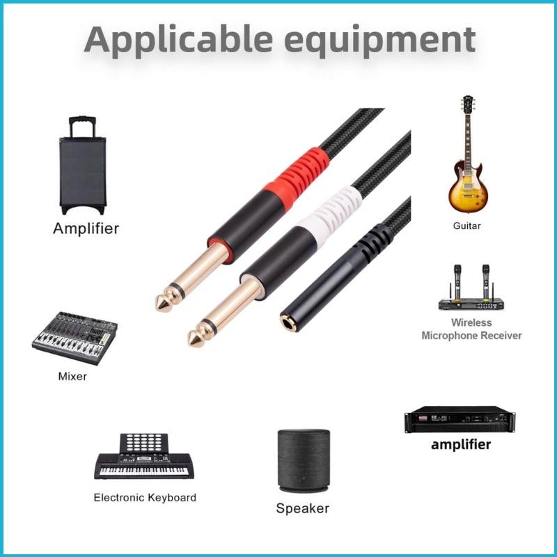 UTAKEE 1 8 Inch Female Stereo to Dual 6 35mm 1 4 inch Splitter Cable 6 ...