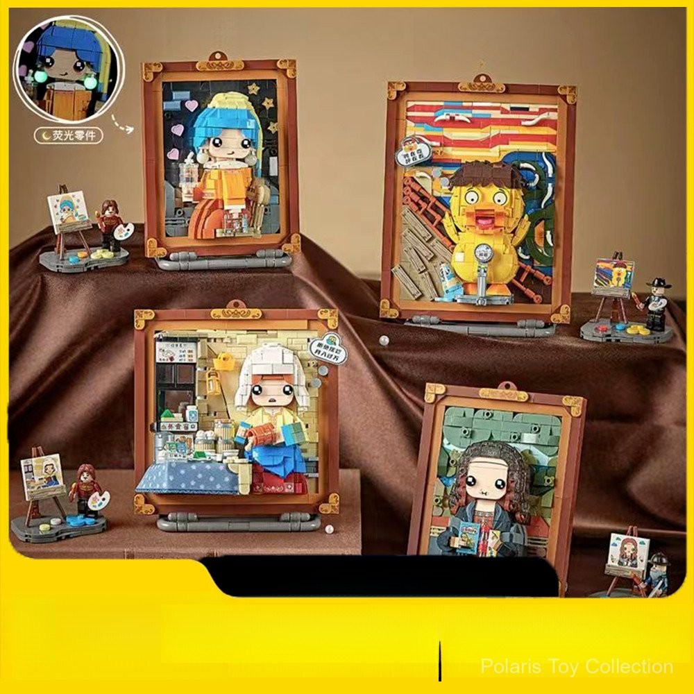 Lizhi loz Building Blocks Small Particles Funny Famous Paintings Three-Dimensional Paintings ...