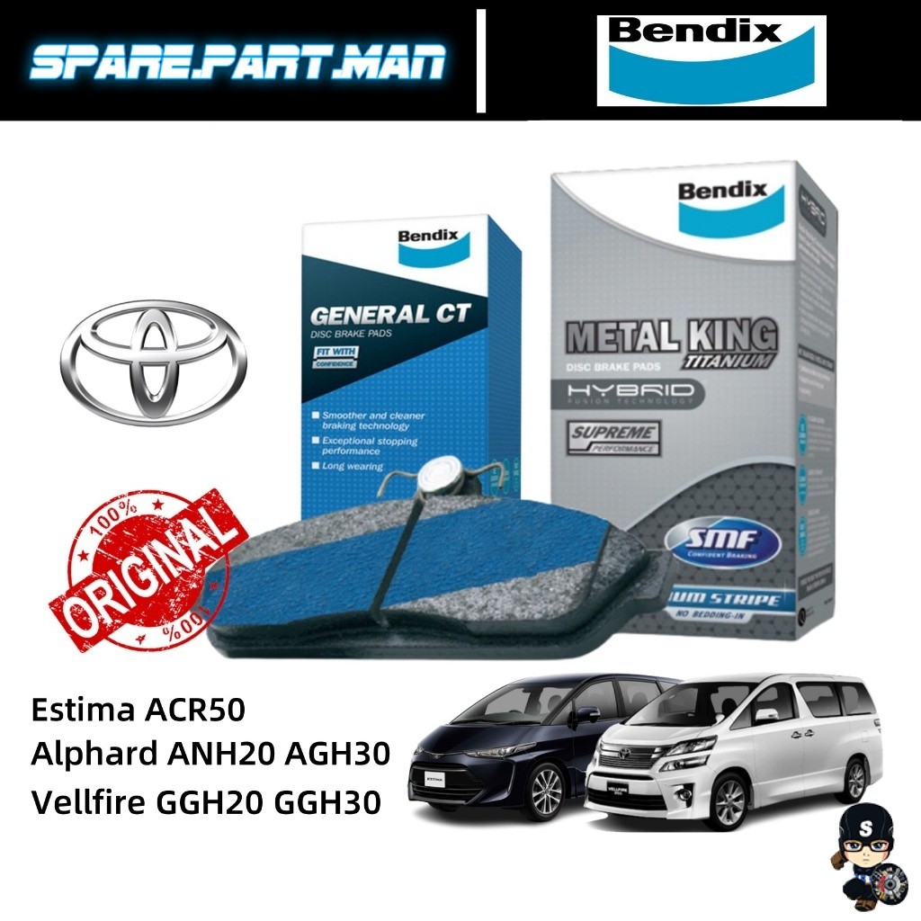 Original Bendix Brake Pad - Estima 2.4/3.5 ACR50 Alphard Vellfire 2.4/3 ...