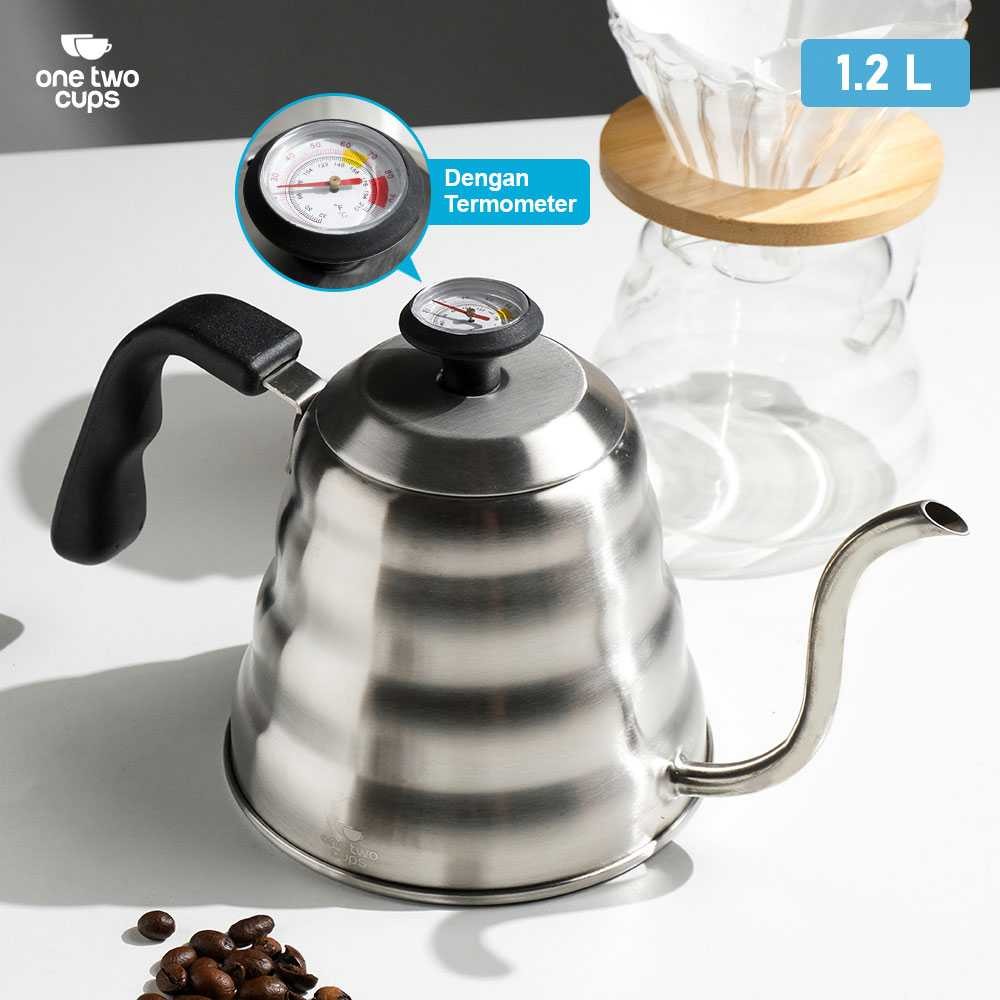 Coffee Pot Maker Pot V60 Drip 1.2L with Thermometer | Shopee Malaysia