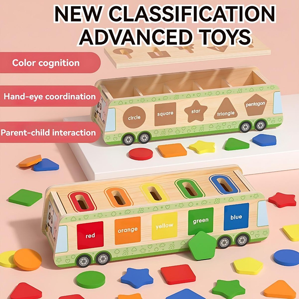 Wooden Baby shape Sorting Toy with Storage Box Educational Block ...