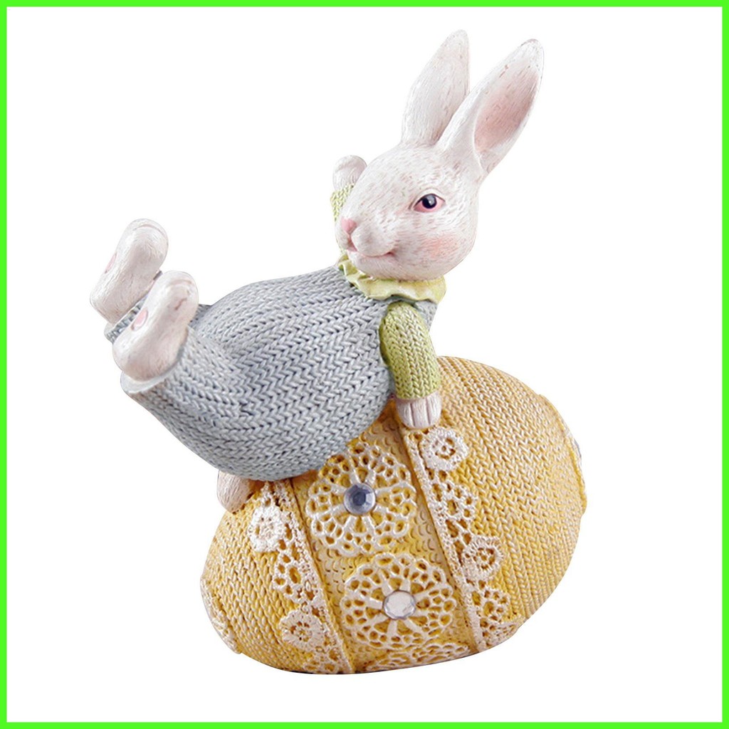 Resin Rabbit Statue Spring Home Decor Bunny Figurines Easter Party ...