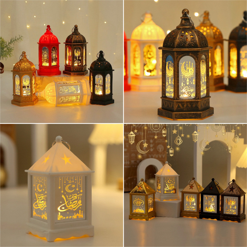Hari Raya Night Light Retro Ramadan Candle Lamps Castle Printed Lights ...