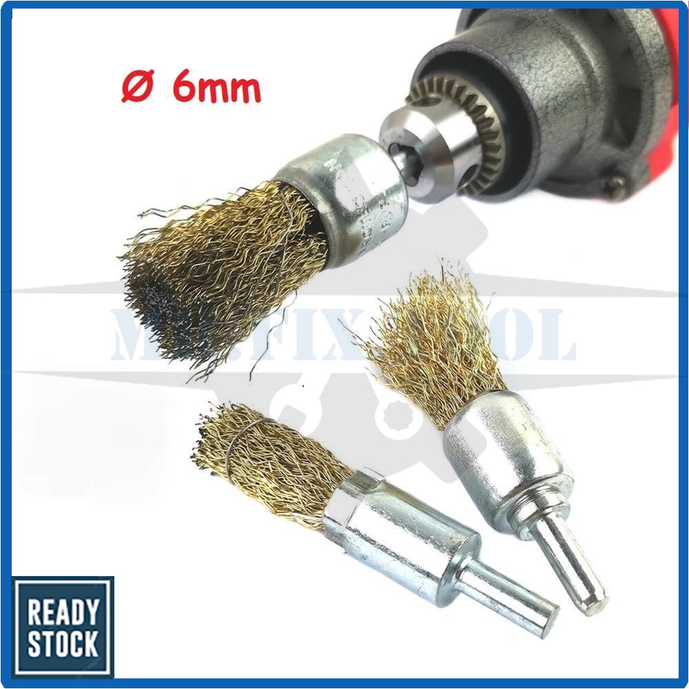 1pcs 6mm Copper Brass Wire Brush Burr Grinding Head Grinder Burr ...