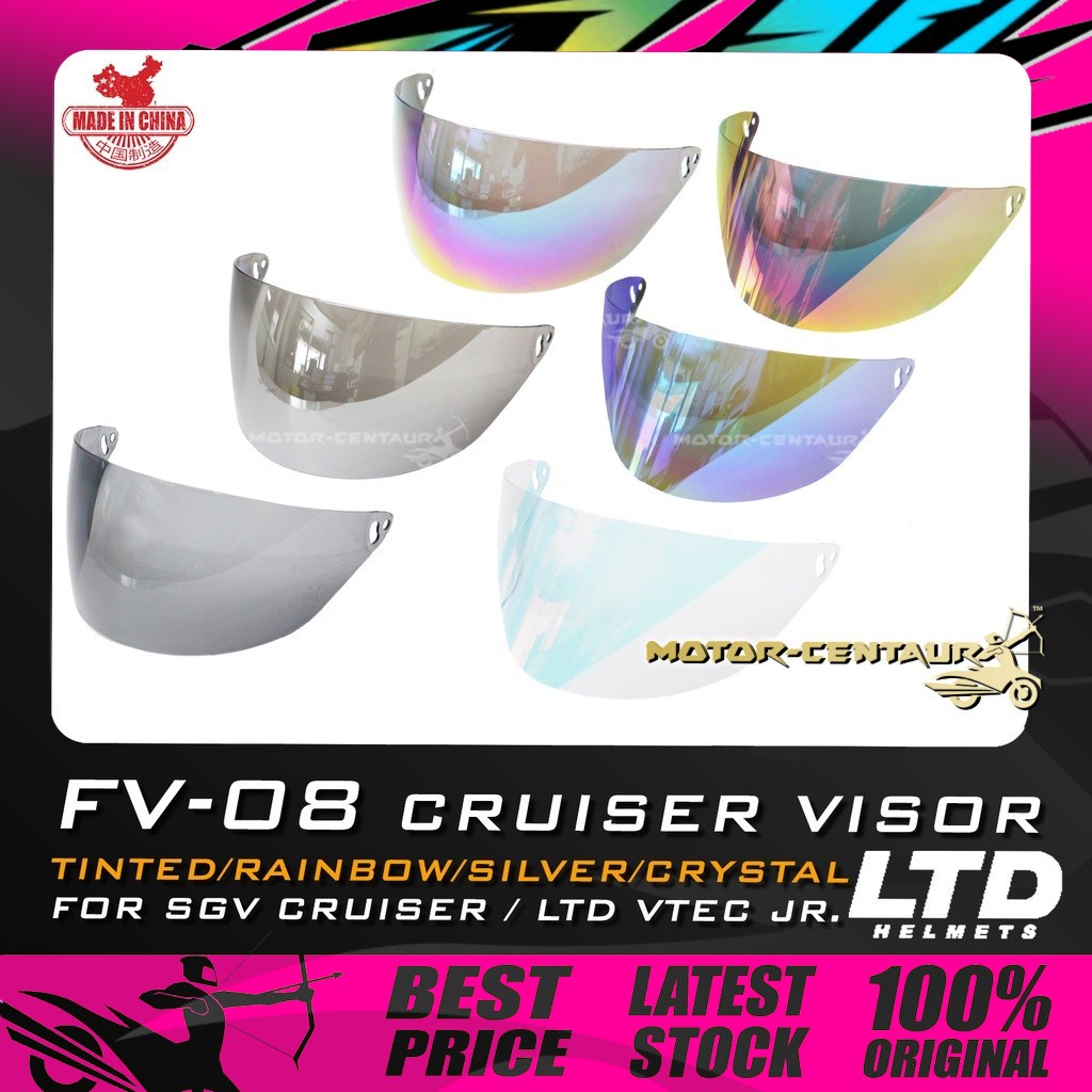 SGV LTD FV-08 (FV08) VISOR TINTED,IRIDIUM,SILVER,GOLD,RAINBOW,CRYSTAL,GREY FOR SGV CRUISER/KIDS ...