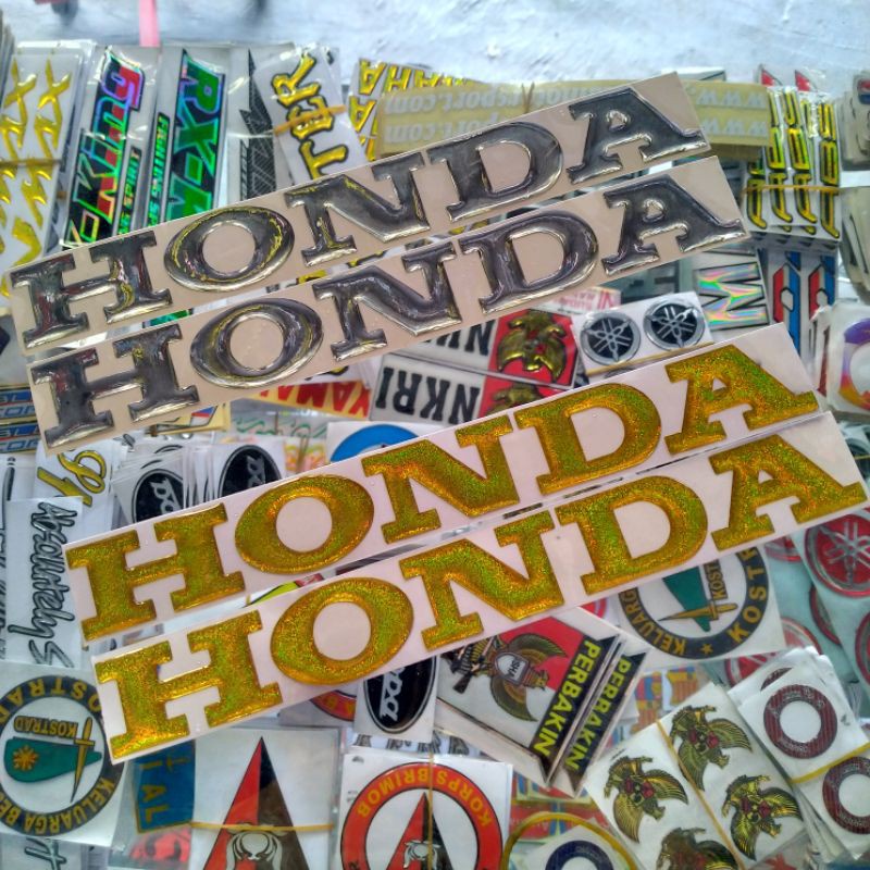 3d emblem Embossed sticker honda Writing A Pair Of 2 Motorcycle ...