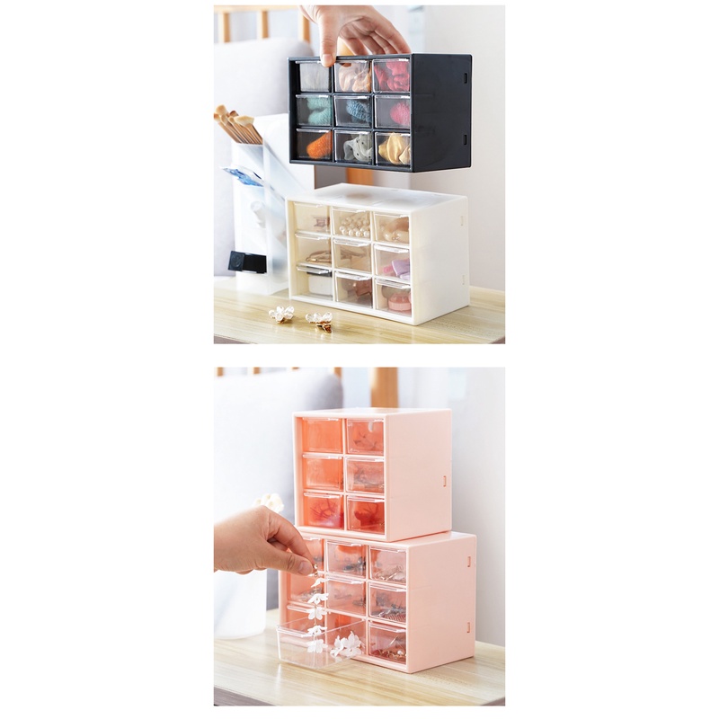 Multipurpose 9 Compartments Storage Box Transparent Organizer ...